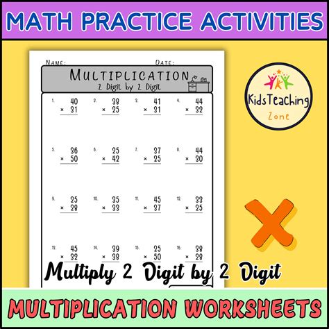 Math Double Digit Multiplication Worksheets Digit By Digit Sale