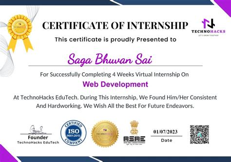 Bhuvan Sai Saga On Linkedin Webdevelopment Internship