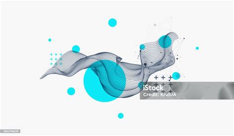 추상적인 물결은 프레임 스타일로 만들어집니다 과학 및 기술 프레젠테이션을 위한 템플릿입니다 손으로 그린 벡터 아트입니다 개념에