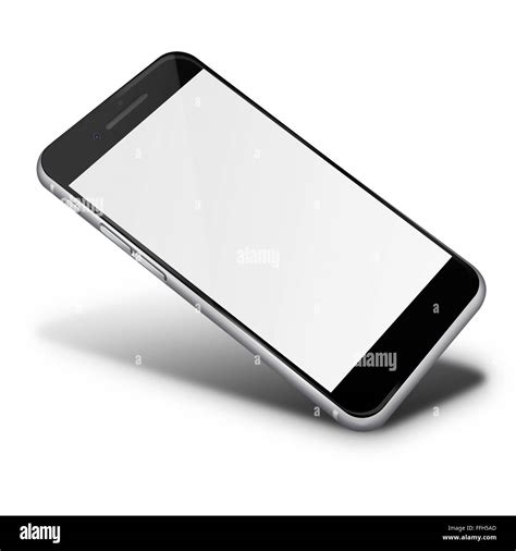 Realistic Mobile Phone Touch Screen Smartphone With Blank Screen With Shadows Isolated On White