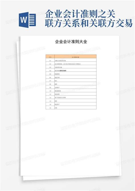 企业会计准则之关联方关系和关联方交易Word模板下载 编号qxzddnoe 熊猫办公