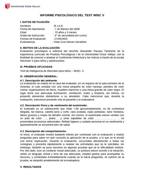 Informe Wisc V Completo Pdf