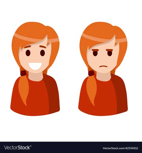 Red Haired Woman Set Of Girl Emotions Royalty Free Vector