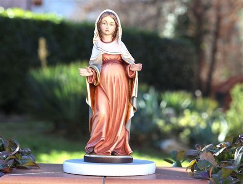 Pregnant Virgin Mary Wooden Statue Our Lady Handmade From Wood12 Inch
