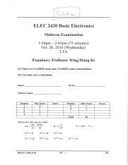 Midterm Exam Solution Pdf 1 W ELEC 2420 Basic Electronics Midterm Examination 1 30pm 2 45pm