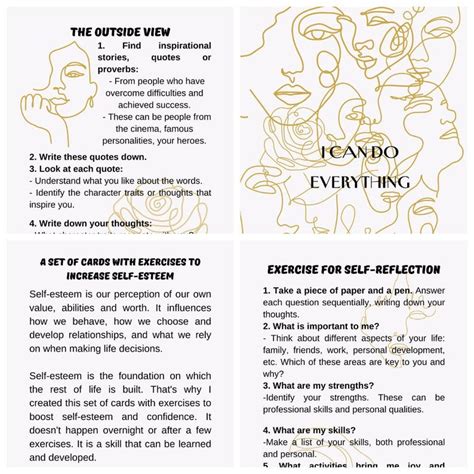 Self Esteem Cards With Exercises To Boost Self Esteem A Set Of I Can