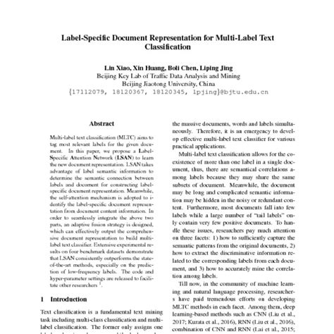 label specific document representation for multi label text classification acl anthology
