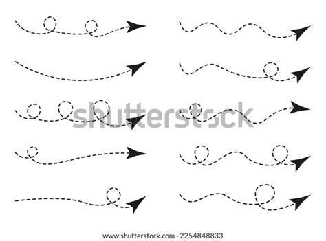 Set Dashed Line Arrows Dotted Line Stock Vector Royalty Free 2254848833 Shutterstock