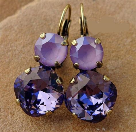 Purple Crystal Earrings Rpurple