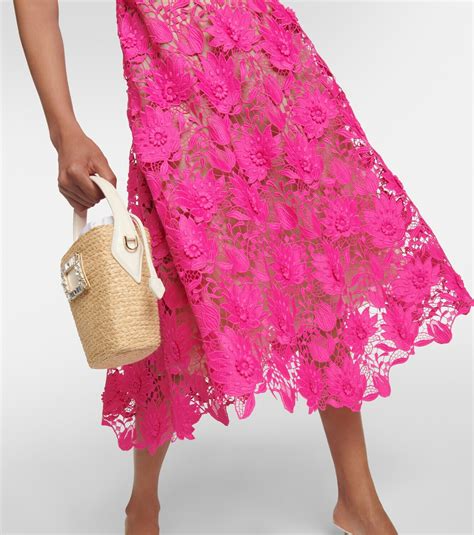 Oscar De La Renta Floral Lace Midi Dress Oscar De La Renta