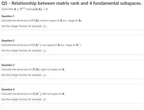 Solved Q5 Relationship Between Matrix Rank And 4