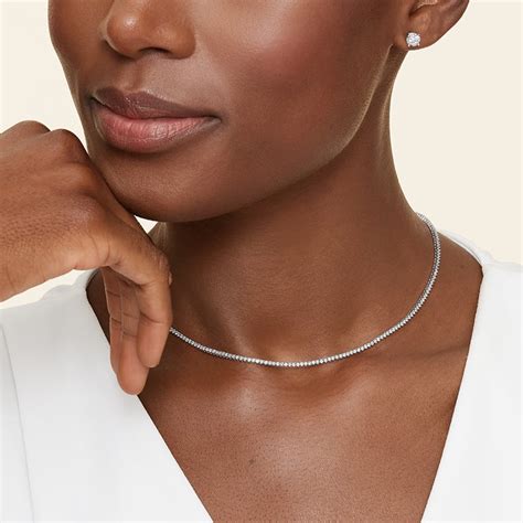 14k White Gold Lab Diamond Tennis Necklace 3 Ct Tw