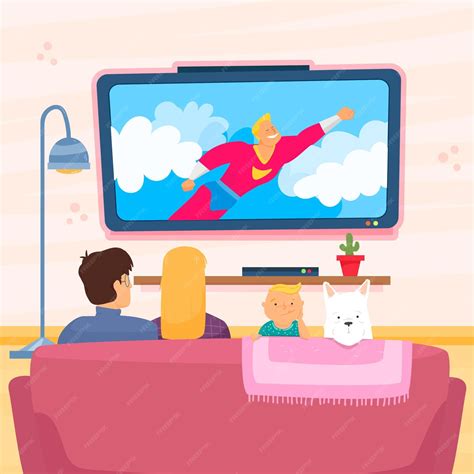 Люди смотрят фильм дома Бесплатно векторы