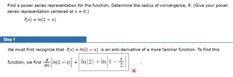 Solved Find A Power Series Representation For The Function Chegg Com