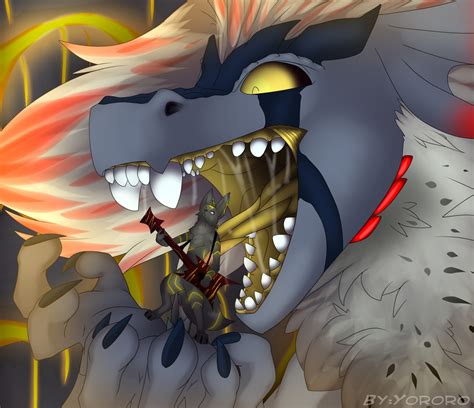rule 34 anthro blizzard entertainment canid dragon duo fangs female feral guitar hi res