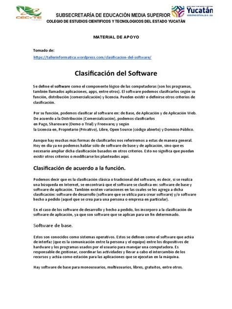 Valentina Tut May 1 Clasificación Del Software Pdf Software De La