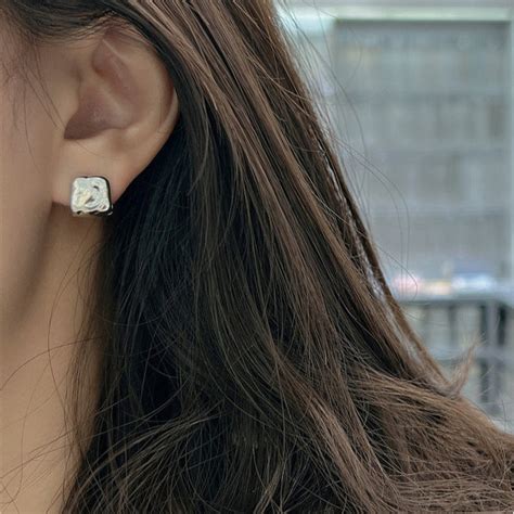 S925 Sterling Silver Vintage Square Earrings Rosemori