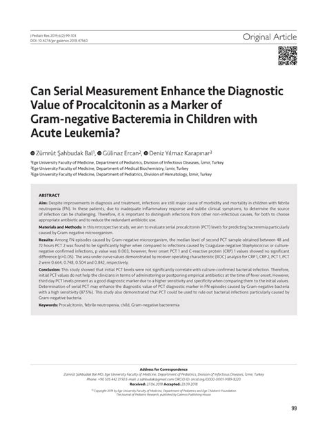 Pdf Can Serial Measurement Enhance The Diagnostic Value Of Procalcitonin As A Marker Of Gram