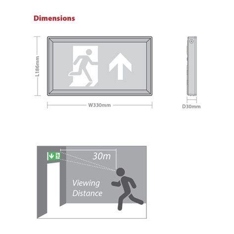Red Arrow Artemis Sleek LED Emergency Exit Sign IP20 LiFePO4 3 2W