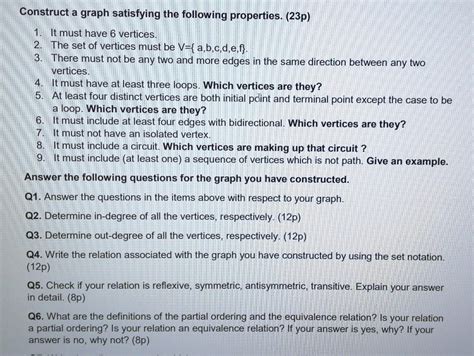 Solved Construct A Graph Satisfying The Following Solved Construct A Graph Satisfying The Following