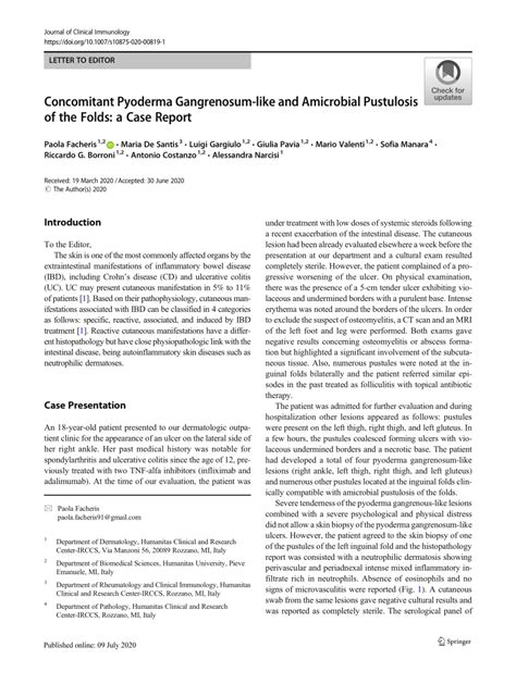 [pdf] Concomitant Pyoderma Gangrenosum Like And Amicrobial Pustulosis