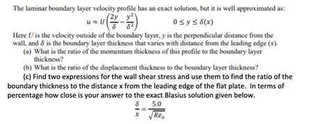 solved the laminar boundary layer velocity profile has an