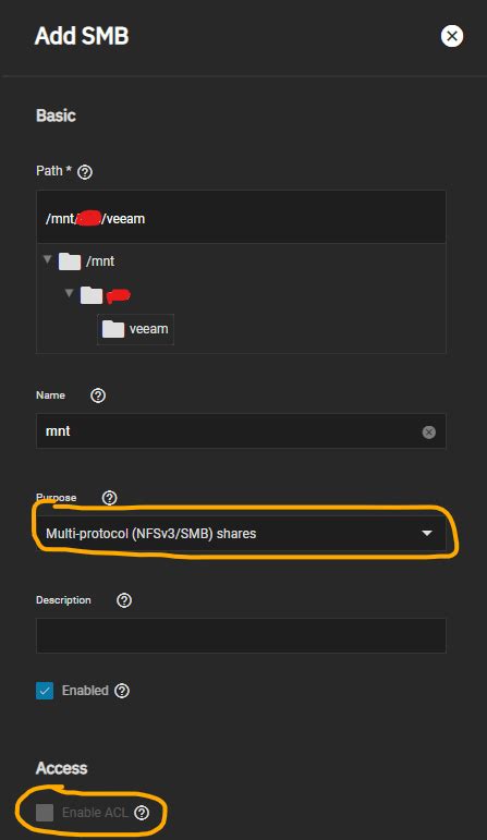 Unable To Enable Acl When Smb Sharing Rtruenas