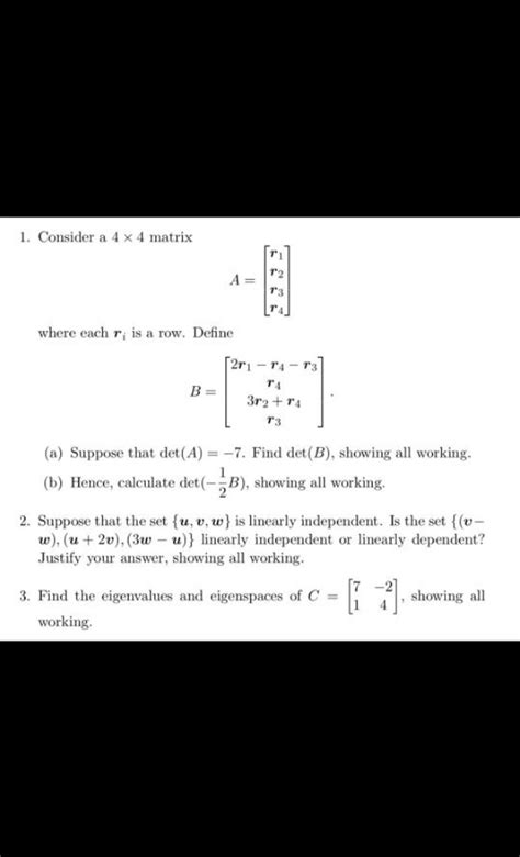 1 Consider A 4×4 Matrix Aleft Begin Array L Boldsymbol R 1