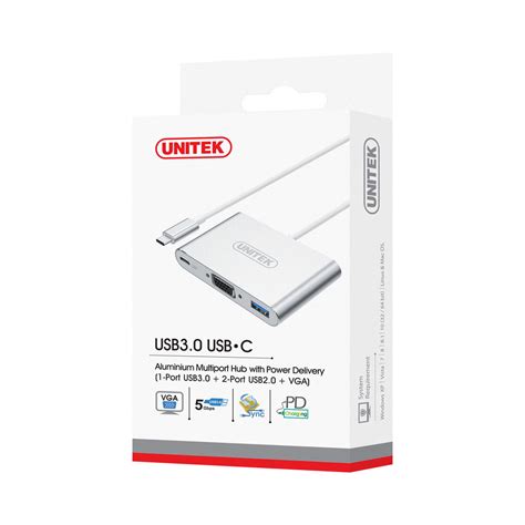 UNITEK USB3 0 TYPE C MULTI PORT REPLICATOR WITH POWER DELIVERY USB VGA Linkqage