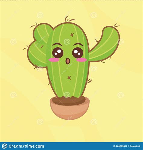 Isolated Cute Cactus Cartoon Character Vector Stock Vector