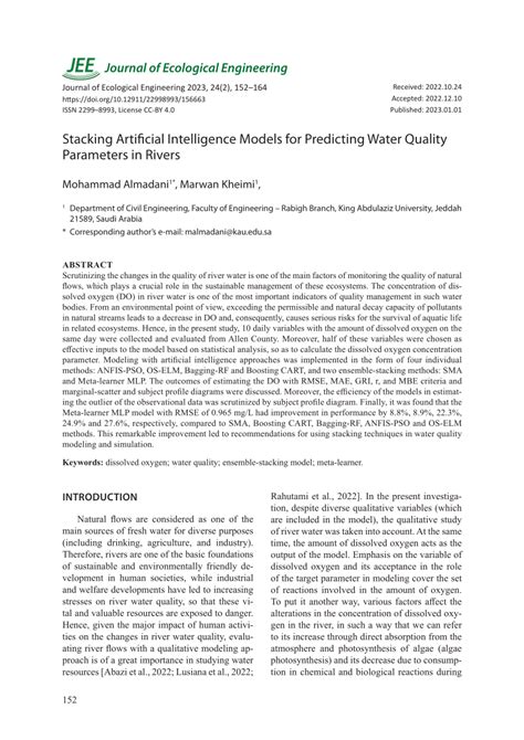 Pdf Stacking Artificial Intelligence Models For Predicting Water Quality Parameters In Rivers