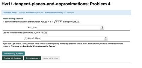 Solved Hw11 Tangent Planes And Approximations Problem 4