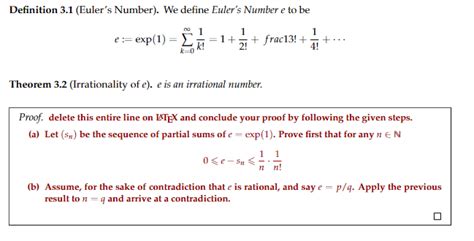 Solved Definition 31 Eulers Number We Define Eulers