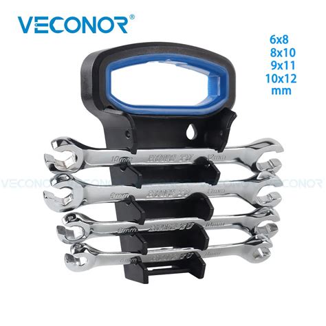 플레어 너트 렌치 키 스패너 세트 비 커버 플라스틱 랙 삽입 디자인 고품질 오일 파이프 렌치 4 개비틀다 Aliexpress