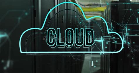 Image Of Cloud Text And Icons Over Computer Servers Stock Illustration Illustration Of
