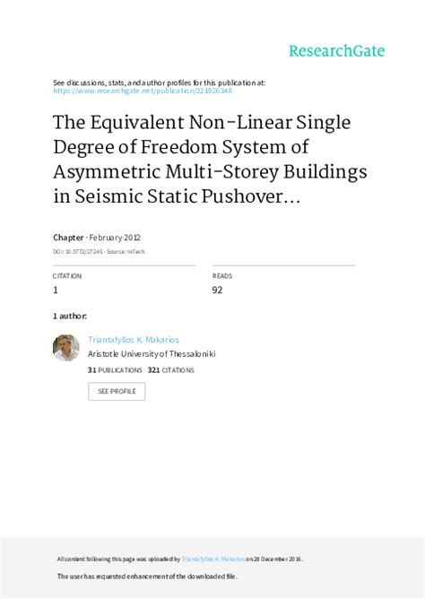 Pdf Equivalent Non‐linear Single‐degree‐of‐freedom System Of Spatial Asymmetric Multi‐storey