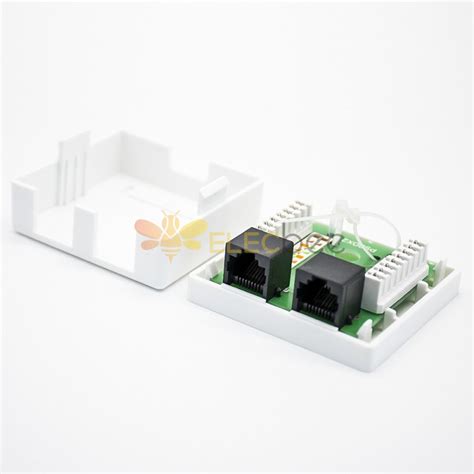 Elecbee RJ45 Dual Port Desktop Network Interface 8P8C CAT5E Unshielded PCB Mount Network Connector
