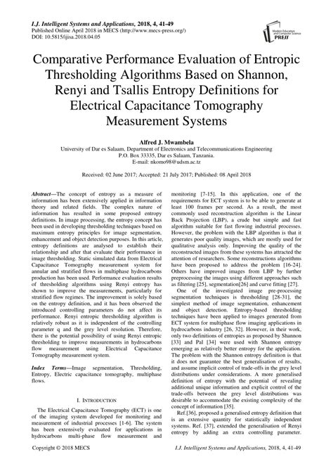 Pdf Comparative Performance Evaluation Of Entropic Thresholding Algorithms Based On Shannon