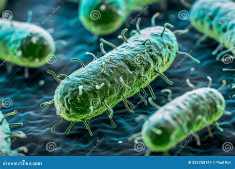Colorful Gut Microbiome Healthy Bacteria Pathogens And Cells In Microscopic View Stock Image