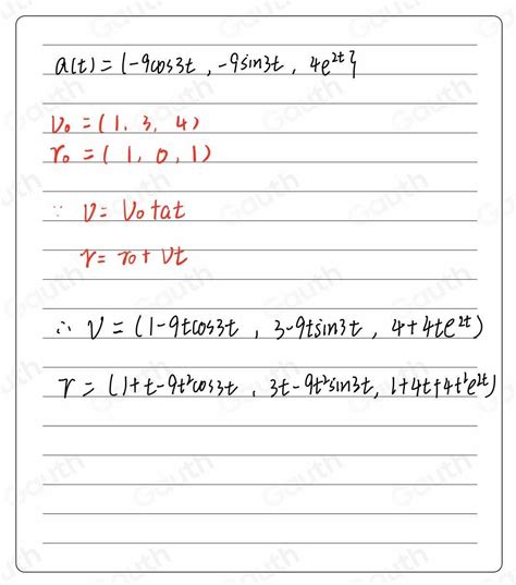 Solved Find The Velocity And Position Vector For A Particle Whose
