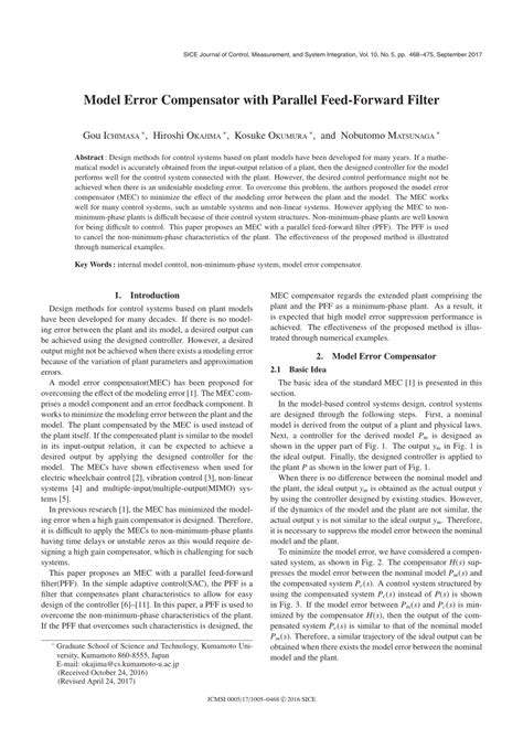 Pdf Model Error Compensator With Parallel Feed Forward Filter