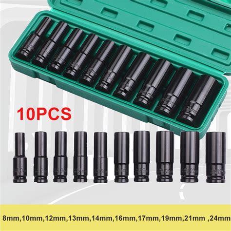 Jual 10pcs Set Electric Wrench Socket Ocket Tool Kit Set Impact Socket Wrench Adapter Hand Tool