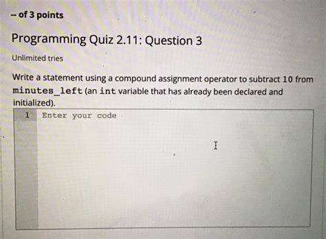 Solved Of 3 Points Programming Quiz 211 Question 3