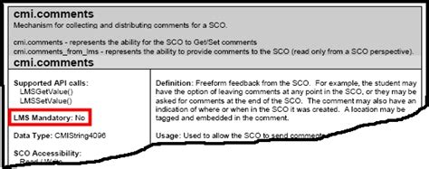 Step Cmi Comments And Cmi Comments From Lms VSSCORM