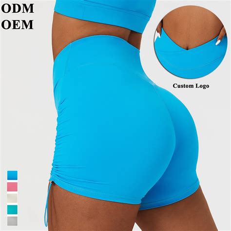 Womens Cross Waist Workout Shorts Scrunch Butt Lifting Shorts With