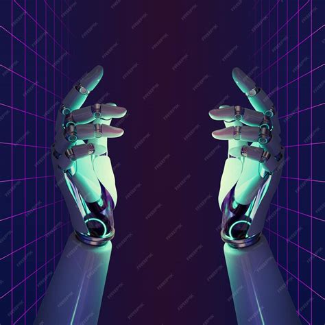 Premium Photo Technological Background With Robot Hand