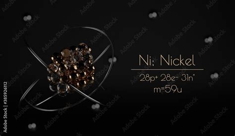 A Stylized Nickel Atom Visualization With The Number Of Protons
