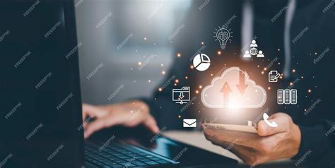 Premium Photo Man Touching Connect To Data Information On The Cloud Computing Technology