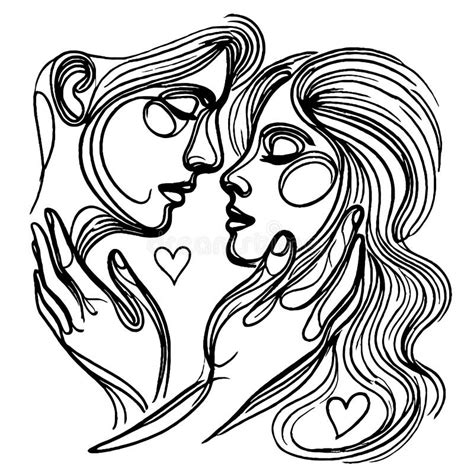 Faces Intertwined For Valentine S Day Stock Illustration Illustration