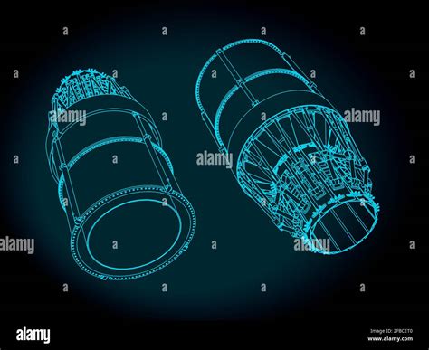Stylized Vector Illustration Of Thrust Vector Control Nozzle Stock